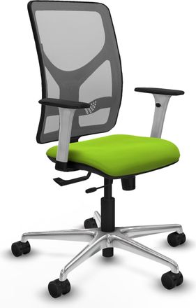 Piqueras y Crespo Arbeitsstuhl mit wei&szlig;en und schwarzen Armlehnen, h&ouml;henverstellbare Lendenwirbelst&uuml;tze, ausgestattet mit Syncro/Traslack und Schneideschaum, Grau/Pista