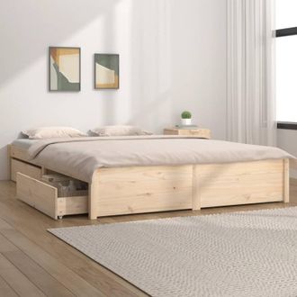 Festnight Bett 200x200 cm mit Stauraum Bettgestell Holz mit Schubladen Doppelbett Einzelbetten Bettkasten Jugendbett Holzbett Massivholzbett Bettrahmen Schlafzi