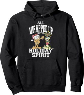 Garfield All Wrapped Up in The Holiday Spirit Christmas Pullover Hoodie