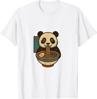 Hello Kitty Panda Ramen Kawaii Illustration Japanische Nudel Anime Stil T-Shirt