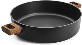 Woll Eco Logic QXR Kasserolle, rund mit 2 Holz-Seitengriffen - Induktiv -, Ø 32 cm, 8 cm hoch - Geeignet für alle Herdarten, PFAS-frei, Antihaft-Versiegelu