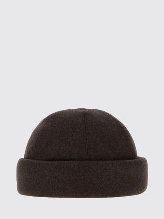 Giorgio Armani Bonnet beanie en coton m&eacute;lang&eacute; avec revers