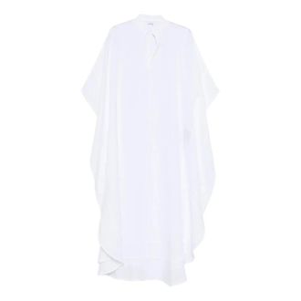 120% Lino Leinen Kaftan V-Ausschnitt mit Seitenschlitzen - - Dresses - Damen - Wei&szlig; - S
