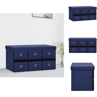 vidaXL Truhen- & Flurb&auml;nke - Living Faltbare Sitzbank mit Stauraum Blau 76x38x38 cm Leinenoptik