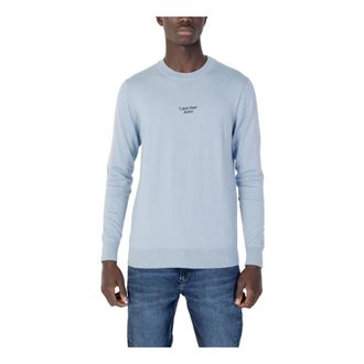 Calvin Klein Jeans Herren Langarm-Strickware in Hellblau - - Knitwear - Herren - Blau - XS