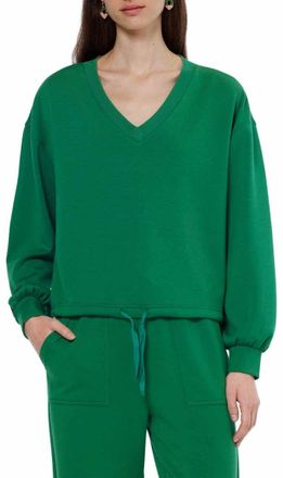 Scotch & Soda Damen V-Neck Modal Sweatshirt, Bright Green, M EU