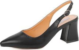 Queen Helena Encolure &agrave; Bout Ferm&eacute; Chaussures &Eacute;l&eacute;gantes &agrave; Talons Bas Femme ZM9639, Noir, 38 EU