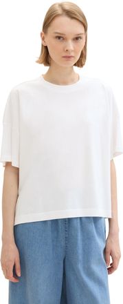 Tom Tailor Damen Basic Oversized T-Shirt, White, XS