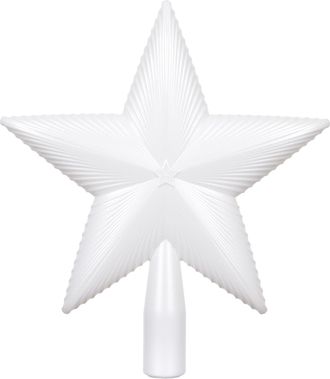 Eminza Kaemingk Christbaumspitze Kunststoff 21cm Stern Strukturiert Weihnachtsbaumspitze - Christbaumschmuck & Weihnachtsbaumschmuck - Winterwei&szlig;