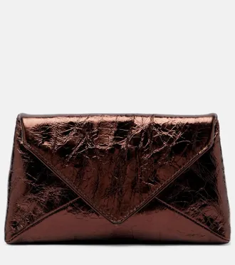 Dries Van Noten Pochette Envelope Small en cuir m&eacute;tallis&eacute;