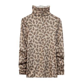 Luisa Cerano Bedrucktes Rollkragen-Shirt - - Knitwear - Damen - Beige - M