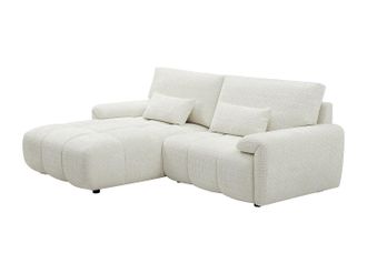 Vente-Unique Ecksofa - Ecke Links - Chenille-Stoff - Offwhite - ANELKO
