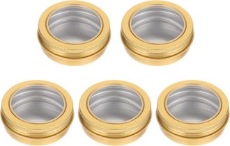 Artibetter 5 St&uuml;ck Aluminium Salbendosen mit Sichtfenster Kleine Aufbewahrungsboxen 68x25mm f&uuml;r Selbstgemacht Weihnachtskerzen Wiederverwendbare Aluminiumgl&auml;ser 
