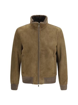 Salvatore Santoro Lamb Suede High-Neck Jacket - Green