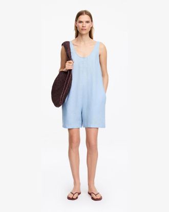 Arket Kurzer Jumpsuit Aus Leinen -Blau