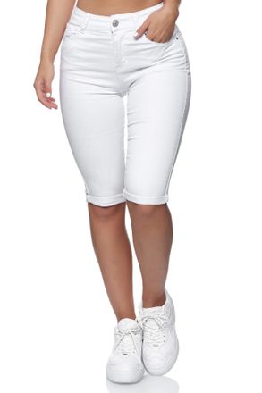 Elara Damen 3/4 Jeans Push Up Capri Chunkyrayan HB2582 White-36 (S)