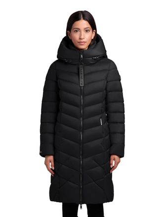 Khujo Damen Langer Wintermantel warmer Steppmantel mit Schl&uuml;sselanh&auml;ngerund verstellbarer Kapuze Odana3-YM Black Gr. XS