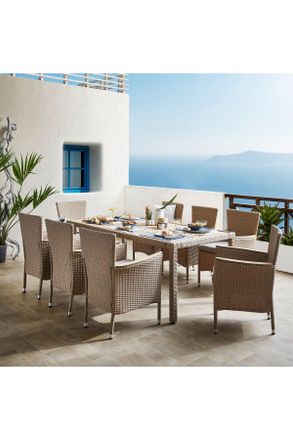 ambia GARDEN Gartentischgruppe, Braun, Metall, Kunststoff, Textil, rechteckig, eckig, Gartenm&ouml;bel, Gartenm&ouml;bel-Sets