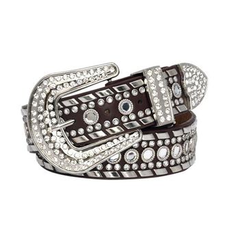 Generic Ceinture Elastique - Ceinture pour femme en cuir brillant &agrave; la mode avec boucle argent&eacute;e &eacute;l&eacute;gante pour jeans et pantalons d&eacute;contract&eacute;s