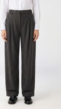 Brunello Cucinelli Wide Leg Hose aus Schurwolle mit hoher Taille und Monili-Detail