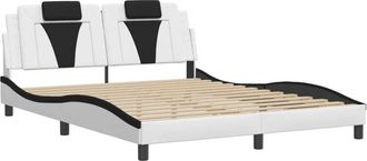 vidaXL Vidaxl - Bettgestell Viana ohne Matratze Weiß und Schwarz 160x200 cm Kunstleder