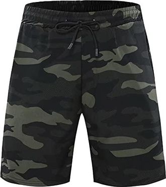 Generic Pantalon de survêtement dété pour homme, motif camouflage, respirant, léger, taille élastique, séchage rapide, ample, décontracté, cordon de serrage, 
