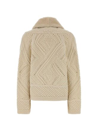 Ermanno Scervino Virgin Wool Cable Knit Coat - Beige