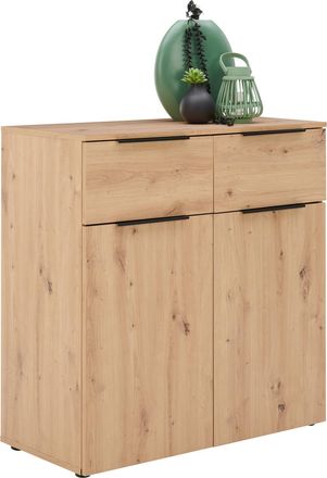 Xora Kommode, Eiche, Metall, 1 F&auml;cher, 2 Schubladen, 91x93x42 cm, FSC MIX, stehend, Wohnzimmer, Kommoden & Sideboards, Kommoden