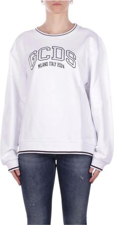 GCDS Gcds, Femme, Sweatshirts et sweats &agrave; capuche, Blanc, Taille: 38 FR Logo Front SweaT-shirt