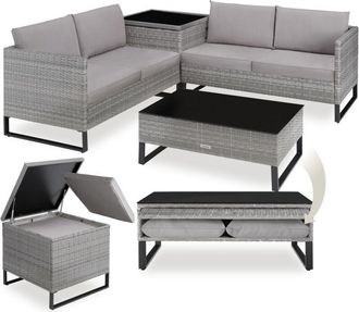 TecTake Salon de jardin en polyrotin Ostuni - gris tachet&eacute;/gris