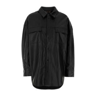 Michael Kors Oversize Schwarzes Lederhemd - - Blouses & Shirts - Damen - Schwarzk - S