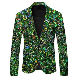 Generic Veste pour homme - Aspect paillettes - Impression &agrave; paillettes - Coupe ajust&eacute;e - Costume de f&ecirc;te disco - Pour carnaval, mariage et sc&egrave;ne (pas de v&eacute;rit