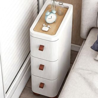 Generic Nachttisch Mit Schubladen, Wei&szlig;Er Nachttisch Mit Zweifarbigen Holzbrettern Und Schubladenverschl&uuml;Ssen for Snacks Und Dinge des T&auml;Glichen Bedarfs