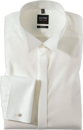 Olymp Level 5 Body Fit Gala Hemd Popeline Stretch ohne Manschettenknopf- Gr. 40, Beige