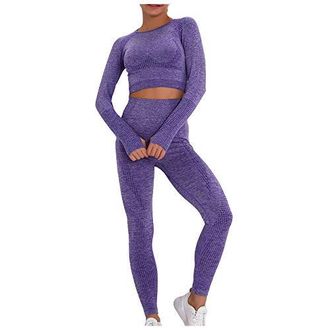 Generic Ensemble de v&ecirc;tements de d&eacute;tente pour femme - Ensemble d&eacute;contract&eacute; en tricot &agrave; manches longues - Sweat &agrave; capuche et pantalon ample - Ensemble deux pi&egrave;