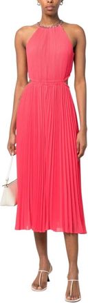 Michael Kors Femme, Robes, Rouge, Taille: 40 FR Pleated Georgette Cutout Dress