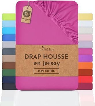 NatureMark Drap-Housse en Jersey, 100% Coton, Disponible dans de Nombreuses Tailles et Couleurs, qualit&eacute; Oeko-Tex Standard 100, 180 x 200 cm - 200 x 200 cm, Pink