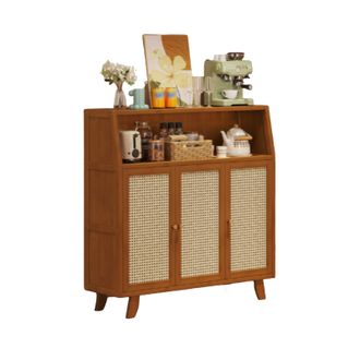 Generic Freistehendes Sideboard, h&ouml;lzerne Kaffeebartheke, ger&auml;umiger K&uuml;chenschrank mit Arbeitsfl&auml;che, geeignet for Wohnzimmer und Eingangsbereich(Color2,98x32