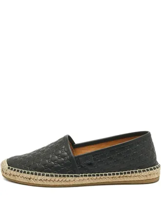 Gucci espadrilles en cuir &agrave; motif Microguccissima - Noir