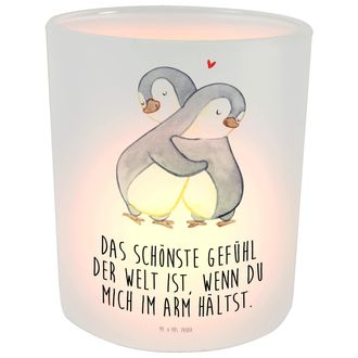 Mr. & Mrs. Panda Kerze Pinguine Kuscheln - Geschenk, für Ehemann, Glas Windlicht, Hocheitstag, Windlicht Hochzeit, Teelichtgläser, Hochzeitstag
