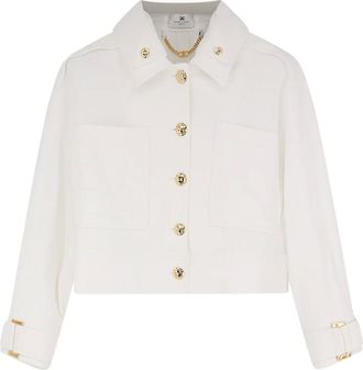 Elisabetta Franchi Femme, Vestes, Beige, Taille: 36 FR Veste en jean