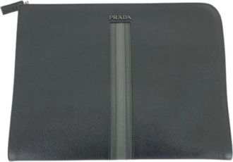 Prada Pre-owned Sacoche L-Zip en cuir Saffiano - Homme - Pre-owned - Noir - Taille: ONE Size