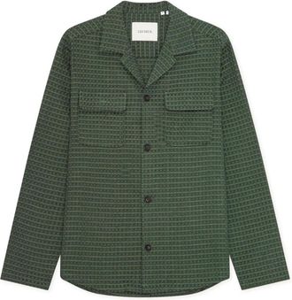 Les Deux Homme, Vestes, Vert, Taille: S Check Seersucker Overshirt