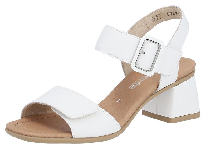 Sandalette REMONTE ELLE-Collection, Damen, Gr. 37, wei&szlig;, Leder, Schuhe Sandalette, Blockabsatz, Sommerschuh, Sandale, Abendschuh mit Klettverschluss