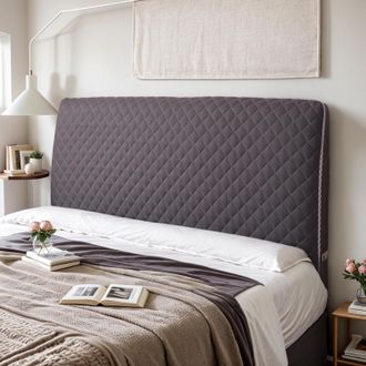 Generic Gepolsterter Samt-Kopfteilschutz, waschbar, weich, dehnbar, modernes Design, Doppelbett, Einzelbett, Kingsize, Dicker Komplettbezug(F,130cm)