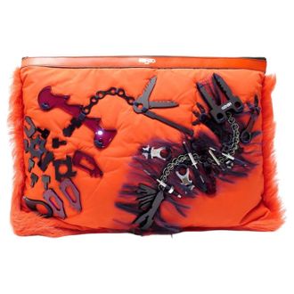 Kenzo Clutches - NEUE KENZO ORANGE CANVAS CLUTCH-TASCHE MIT FELLWER - Gr. unisize - in Orange - f&uuml;r Damen