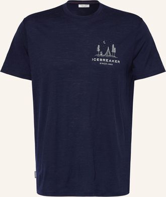Icebreaker Funktionsshirt Merino 150 Tech Lite Peaceful Pass Aus Merinowolle blau
