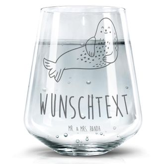 Mr. & Mrs. Panda Personalisiertes Trinkglas Robbe Lachen - Personalisierte Geschenke, Lustige Spr&uuml;che, Wasserglas Mit Gravur, Namen, Becherglas, Nordsee, Seehund, Osts