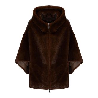 Lou Andr&eacute;a Cape en fausse fourrure - Femme - Vestes - Brun - Taille: 40 FR