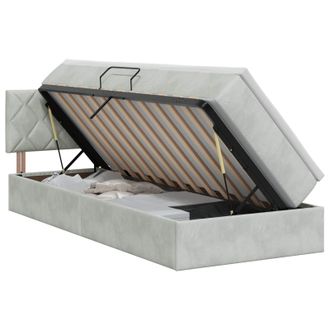 vidaXL Letto Con Contenitore Grigio Chiaro 90 X 190 Cm Velluto Vidaxl